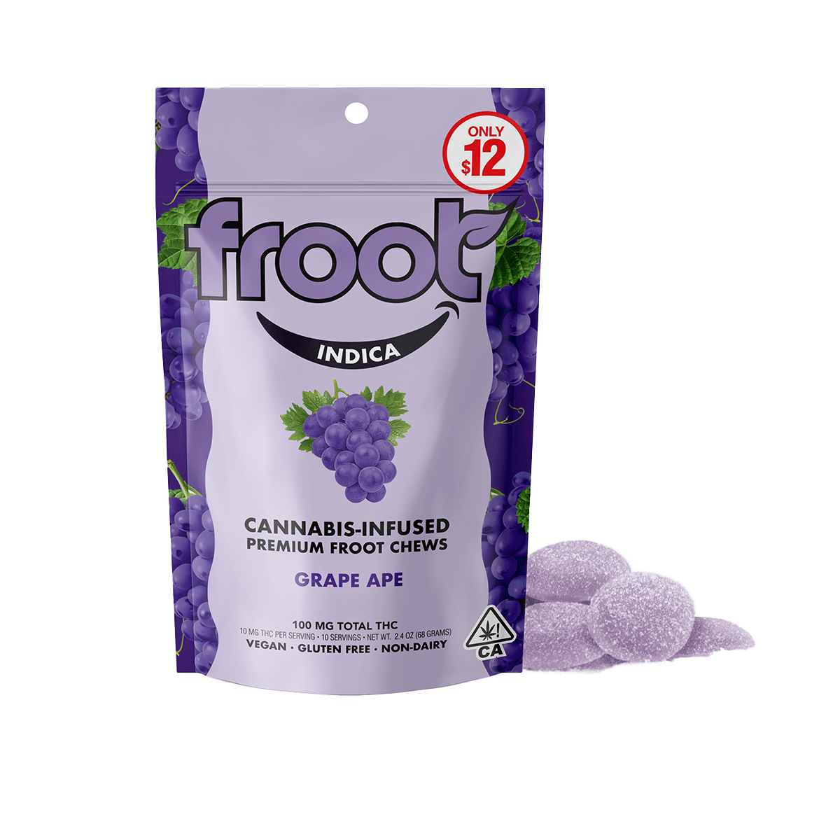 Froot 10 Pack Gummies – Grape Ape 100mg – Chyll.com