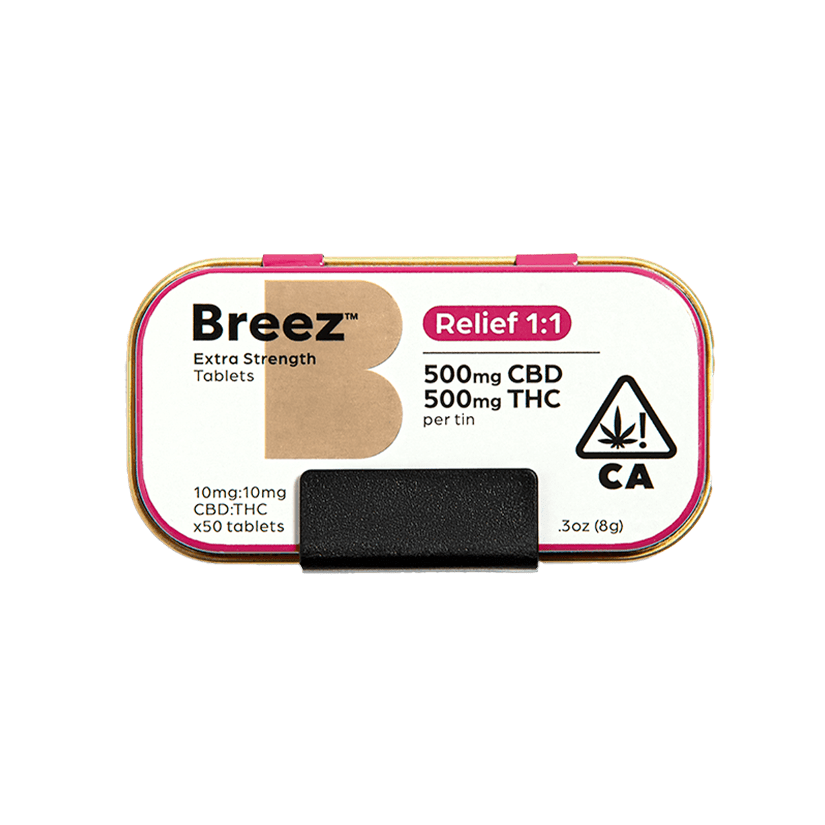 Breez Tablet 50 Count Tin – Relief 1:1 CBD:THC, 1000mg – Chyll.com