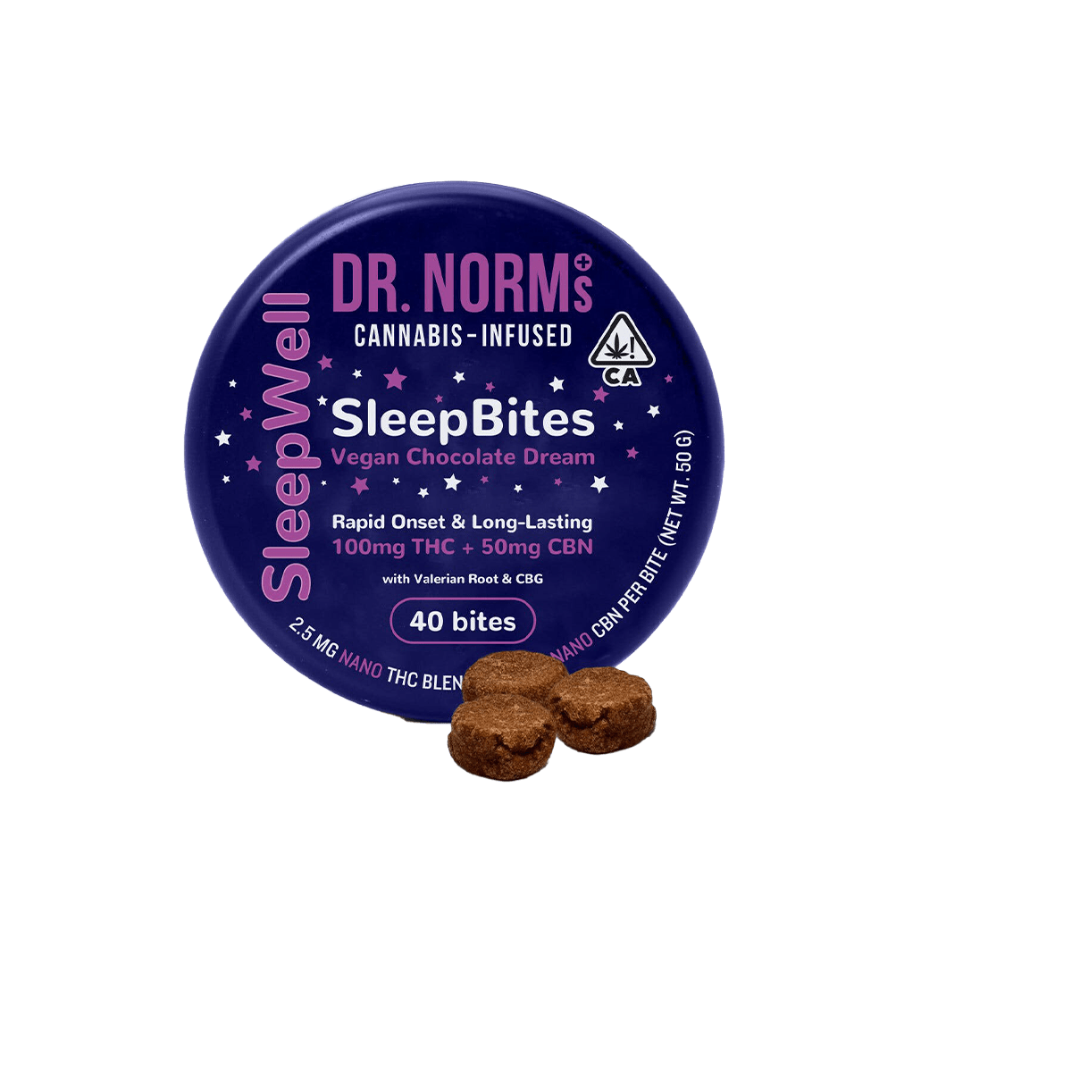 Dr. Norms Brownie Sleep Bites 40 Count, 100mg **Free 10mg Cookie with ...